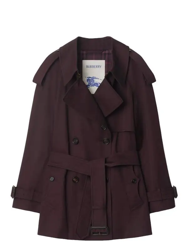 Burberry Short Gabardine Fitzrovia Trench Coat - Wine Red
