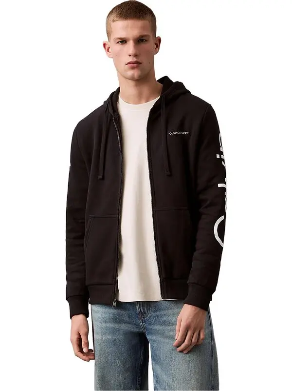 Calvin Klein Fleece Zip Hoodie - Black Beauty