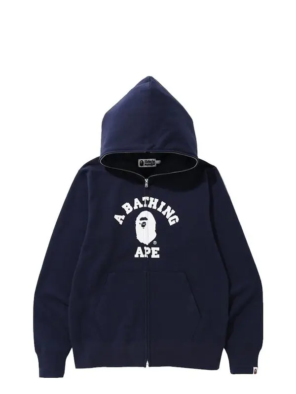 A BATHING APE College Full Zip Hoodie - Navy Blue