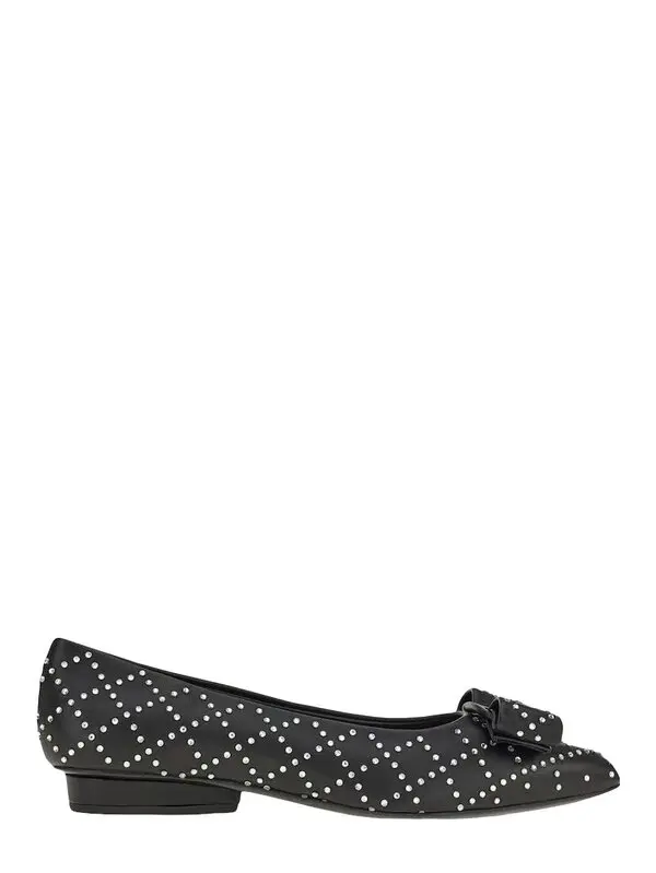 FERRAGAMO Viva Rhinestone Embellished Ballet Flats - Black