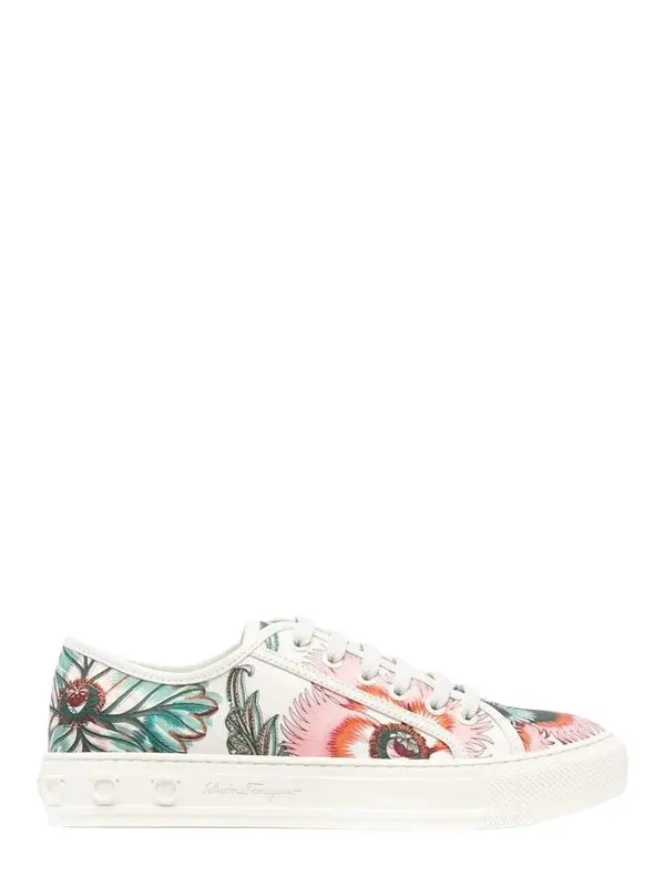 FERRAGAMO Papavero Print Low-top Sneakers - Neutrals