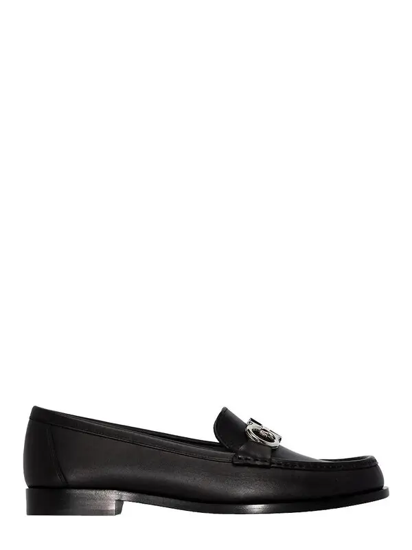 FERRAGAMO Gancini Plaque Low-heel Loafers - Black