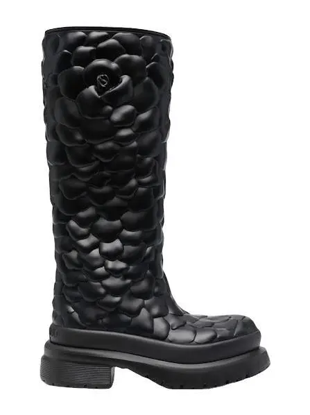 Valentino Garavani Garavani Atelier Floral-embossed Mid-calf Rain Boots - Black