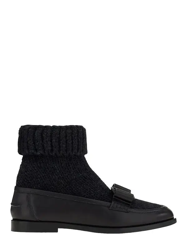 FERRAGAMO Viva Bow Sock Boots - Black