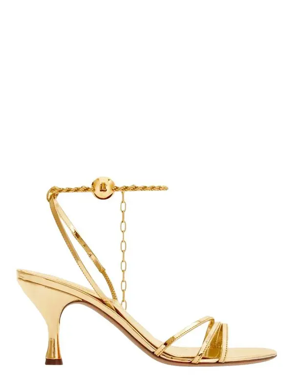 FERRAGAMO 70mm Ankle Chain Sandals - Gold