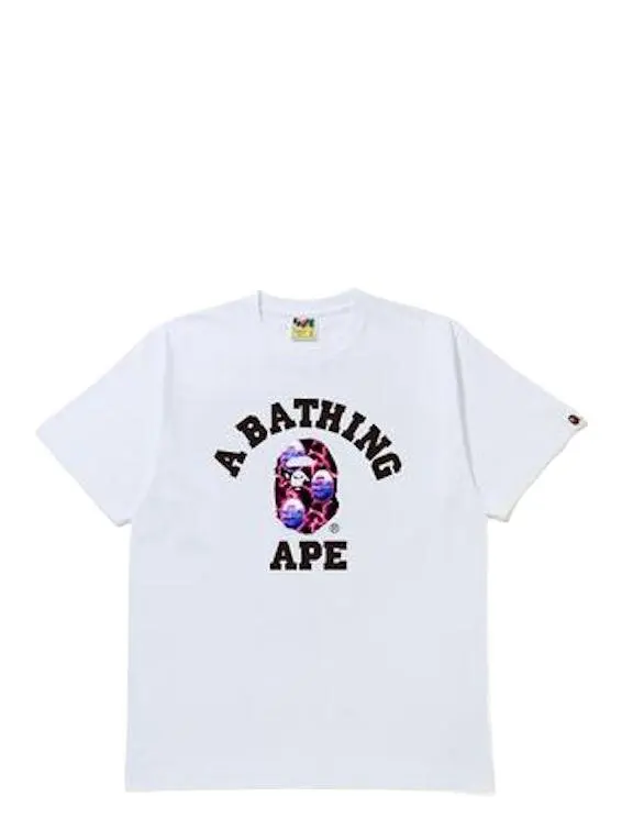 A BATHING APE Lightning College Tee Shirt - White/black