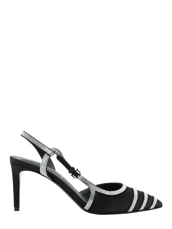 FERRAGAMO Rhinestone Slingback Pumps - Black