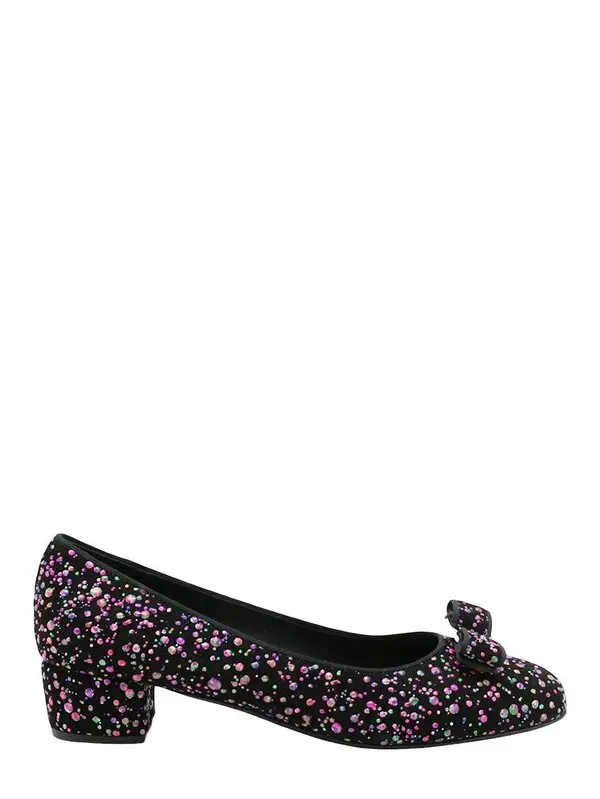 FERRAGAMO Vara Sequin-embellished Pumps - Black