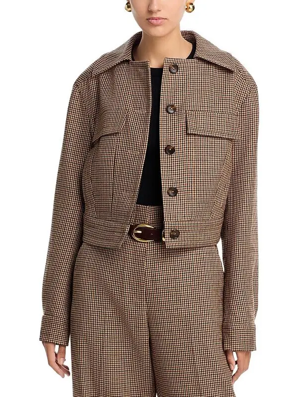 A.L.C. Blake Plaid Wool Jacket - Tan Multi