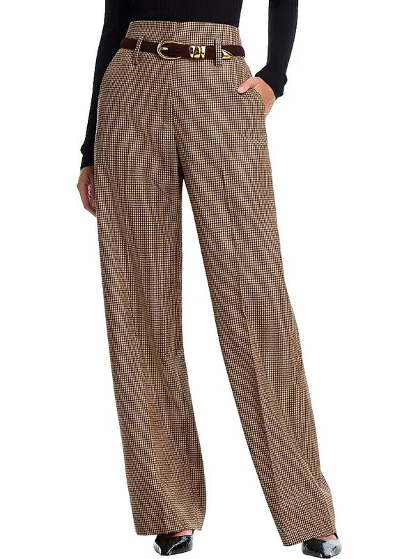 A.L.C. Liam Plaid Wool Pants - Tan Multi