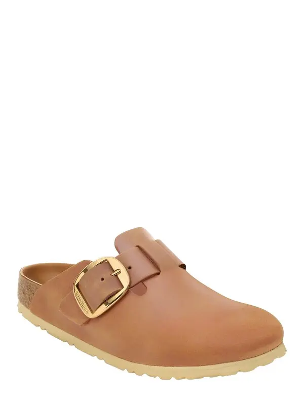BIRKENSTOCK Boston Big Buckle Natural Leather Oiled Clog - Cognac