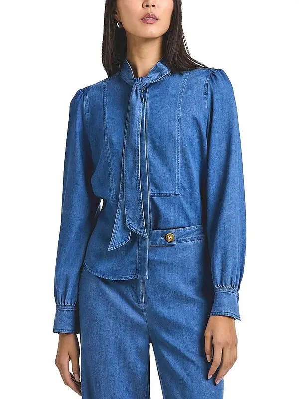 Derek Lam 10 Crosby Majah Denim Blouse - Keri Wash