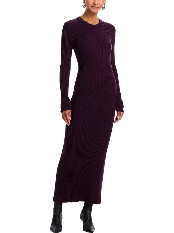 Helmut Lang Open Back Rib Knit Dress - Eggplant