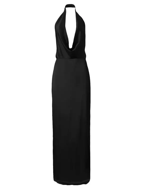 MOOS STUDIO Halter Maxi Dress - Black