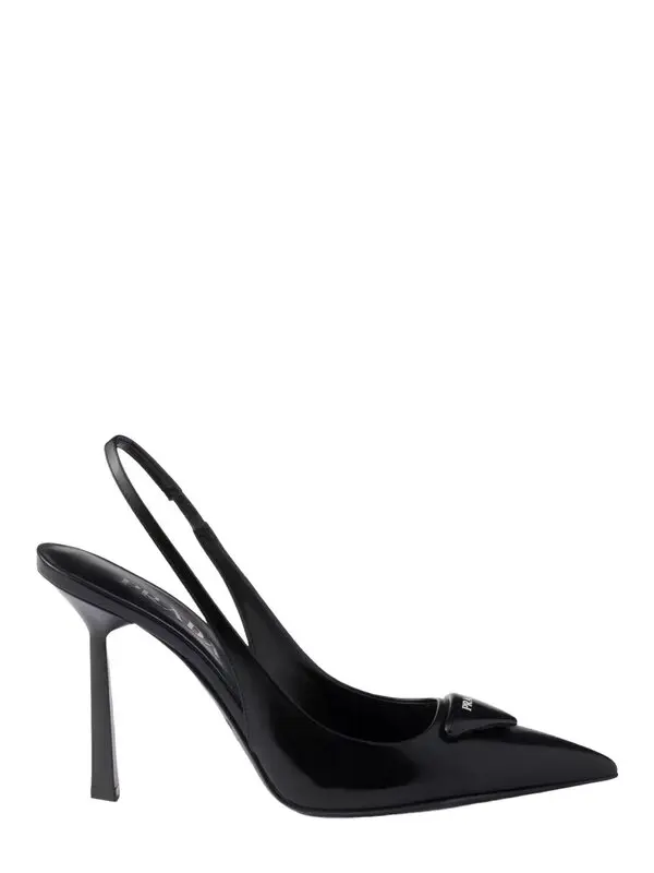 Prada 100mm Slingback Pumps With Logo - Black