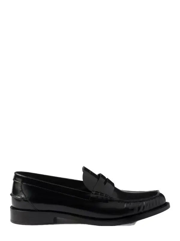 Prada 20mm Brushed-leather Band Loafers - Black