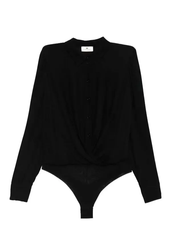 Elisabetta Franchi Twist-front Button Bodysuit - Black