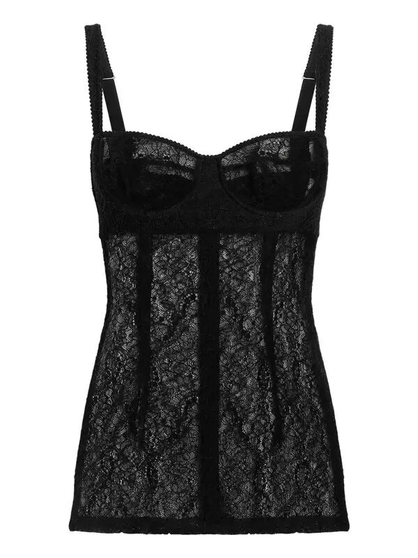 Dolce & Gabbana Lace Top With Underbust Cut - Black