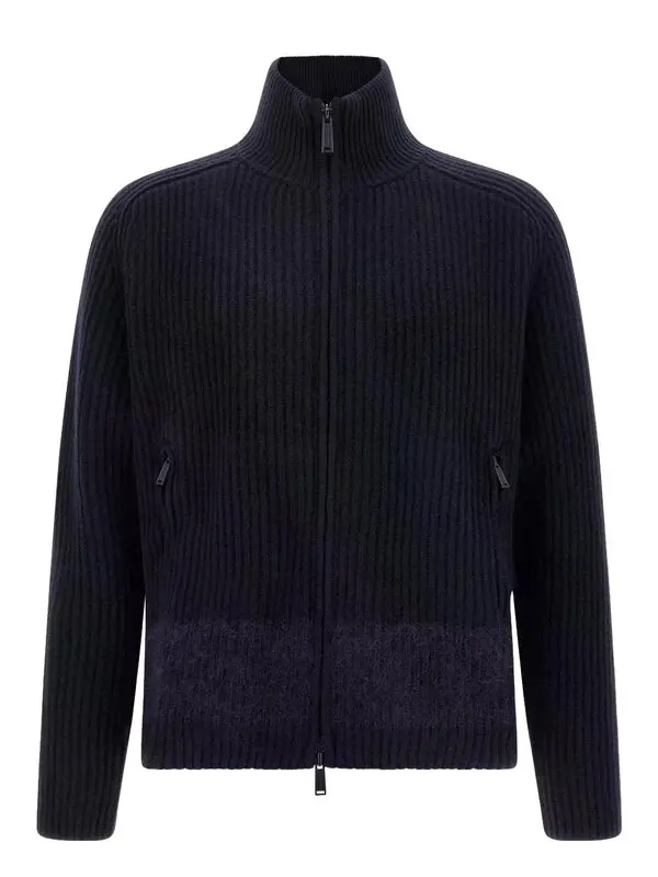 Dsquared2 Ribbed High-neck Zip-front Cardigan - Blue
