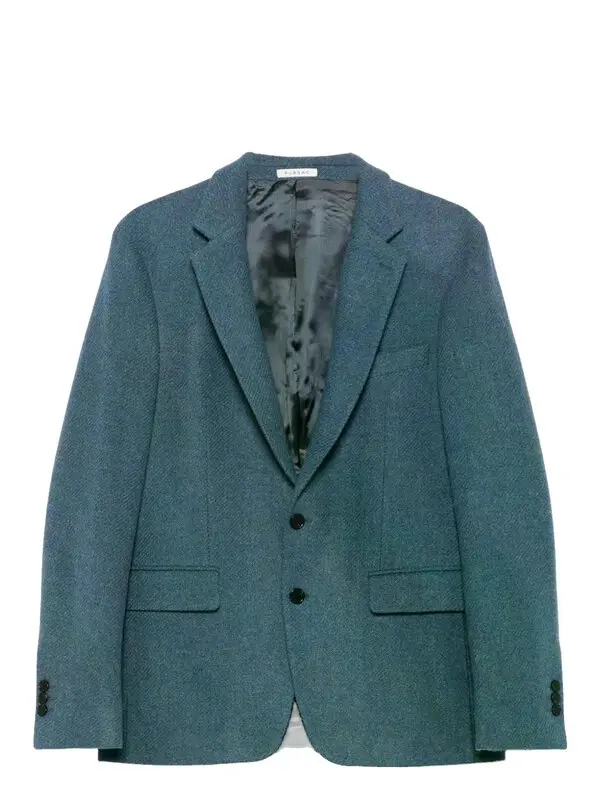 FURSAC Virgin Wool Single-breasted Blazer - Blue