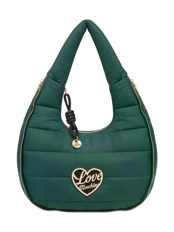 Moschino Quilted Shoulder Bag With Heart Plaque - Green