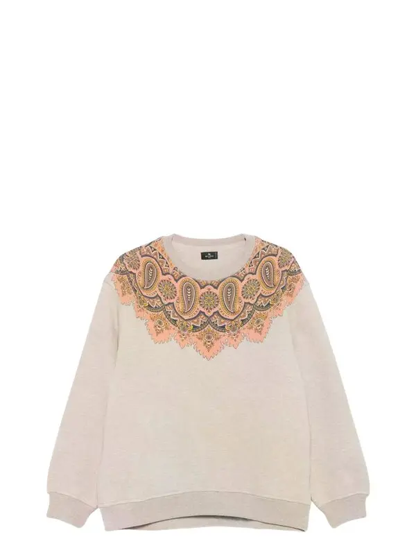 Etro Crew-neck Sweatshirt With Paisley Details - Neutrals