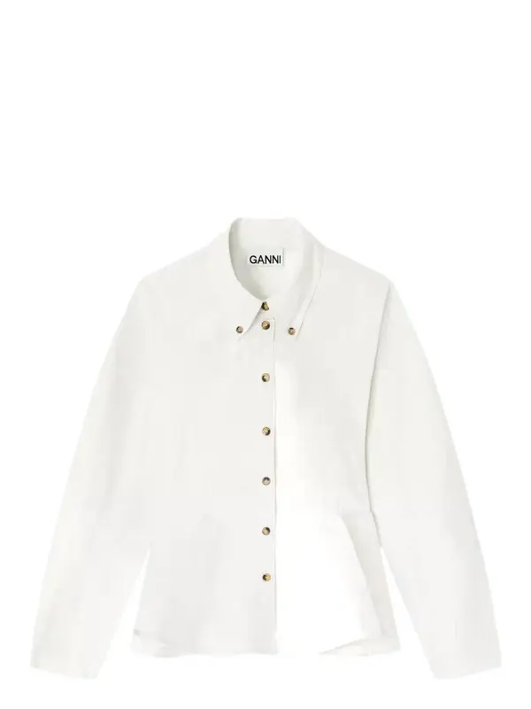 GANNI Peplum Button Shirt - White