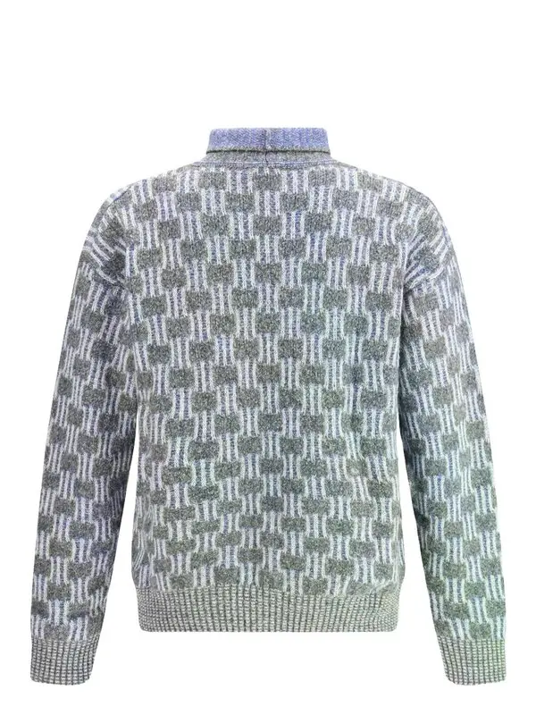 Giorgio Armani Geometric-pattern Turtleneck Sweater - Grey