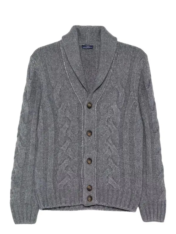 BARBA NAPOLI Cable-knit Shawl-collar Cardigan - Blue