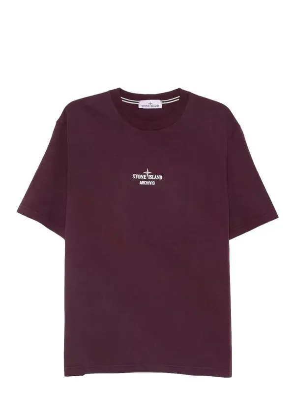 Stone Island Logo Cotton T-shirt - Purple