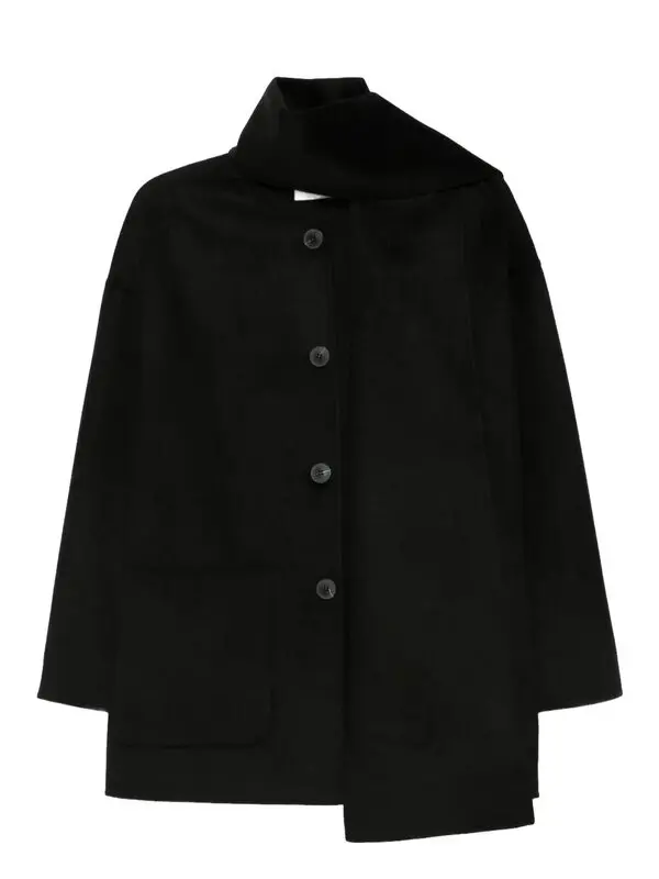 THE DYNAMIS STUDIO Patch-pockets Single-breasted Wool Coat - Black