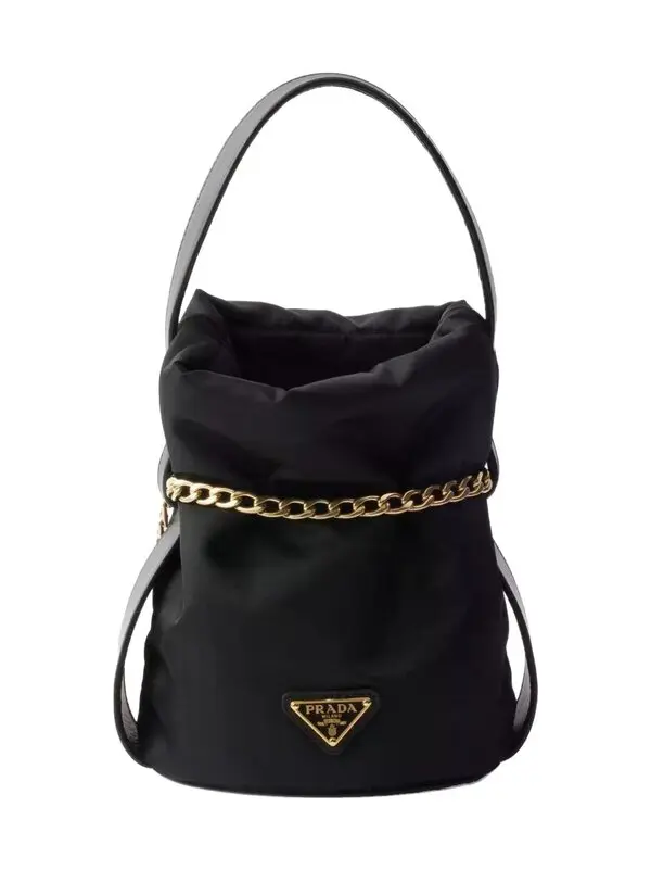 Prada Mini Bucket Bag With Chain - Black