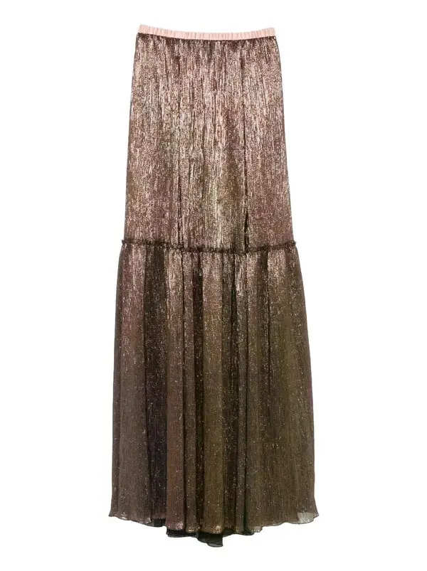 FORTE_FORTE Metallic Pleated Skirt - Brown