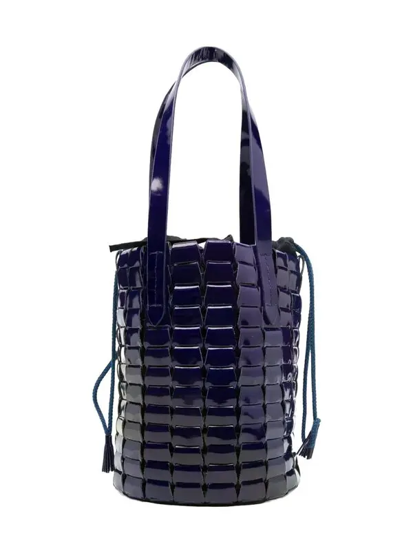 Dragon Diffusion Patent Leather Woven Bucket Bag - Purple