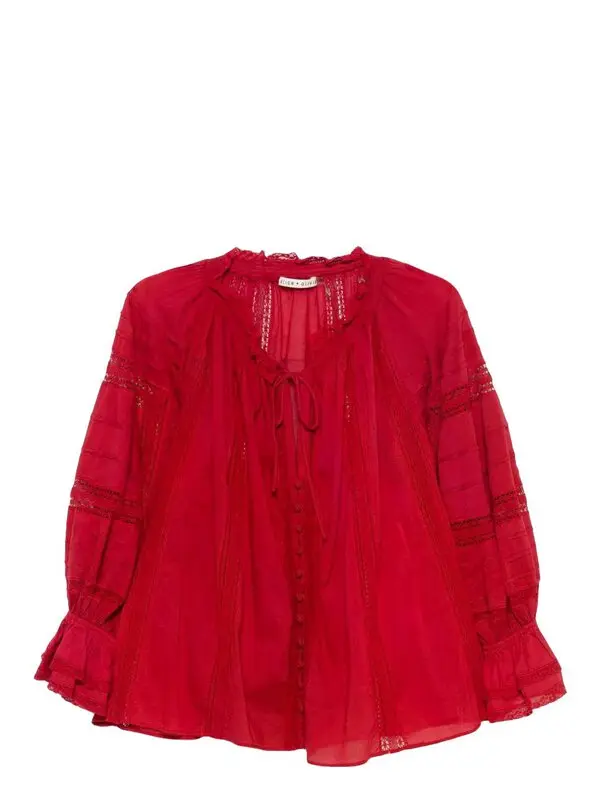 Alice + Olivia Lace-trimmed Blouse - Red
