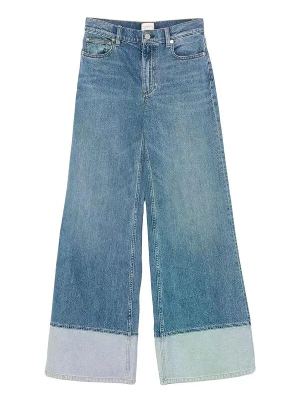 Alice + Olivia Wide-leg Jeans With Contrast Cuffs - Blue