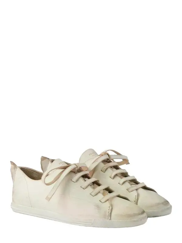 Prada Lace-up Leather Sneakers - Neutrals