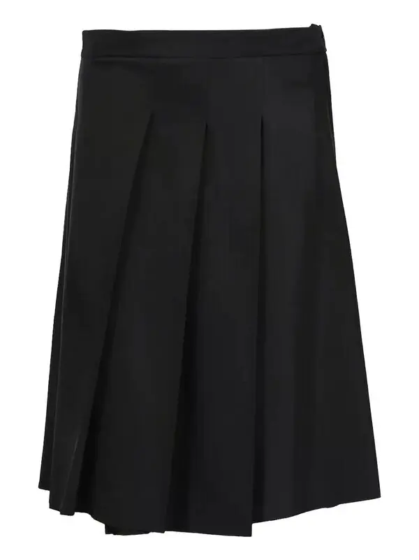 SONG FOR THE MUTE Pleated Frayed-edge Skirt - Black