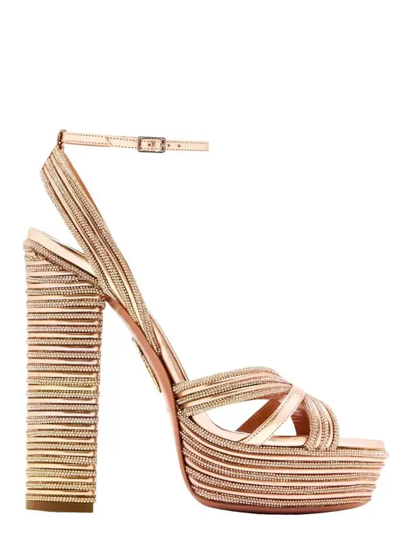 AQUAZZURA 140mm Sundance Embellished Platform Sandals - Pink