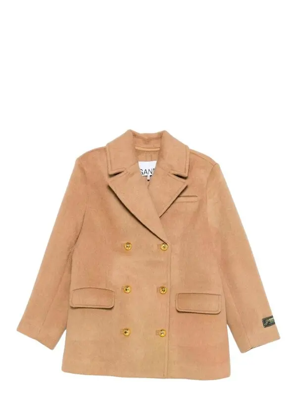 GANNI Double-breasted Jacket - Neutrals