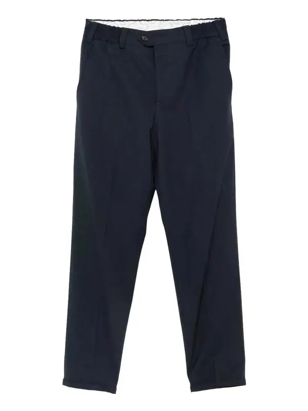 PT TORINO Pinstripe Trousers With Elastic Waistband - Blue