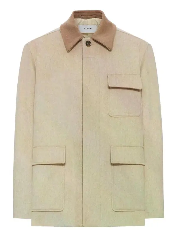 LARDINI Wool Contrast-collar Jacket - Neutrals