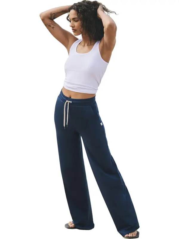 Vuori Halo Essential Wide-leg Pants - Blue Coast Heather