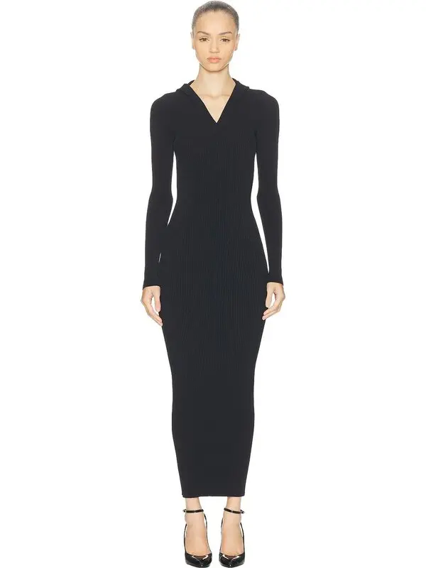 Alaïa Hooded Bodycon Dress - Noir