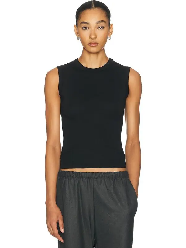 Enza Costa Supima Cotton Sleeveless Top - Black