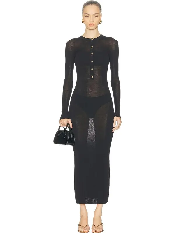 Versace Long Sleeve Sheer Dress - Black