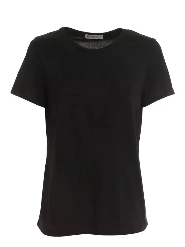 PUROTATTO Short Sleeve Crew Neck T-shirt - Black