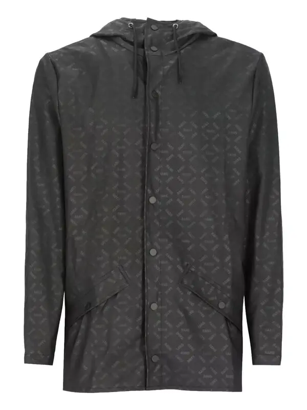 Rains Logo-pattern Hooded Jacket - Black