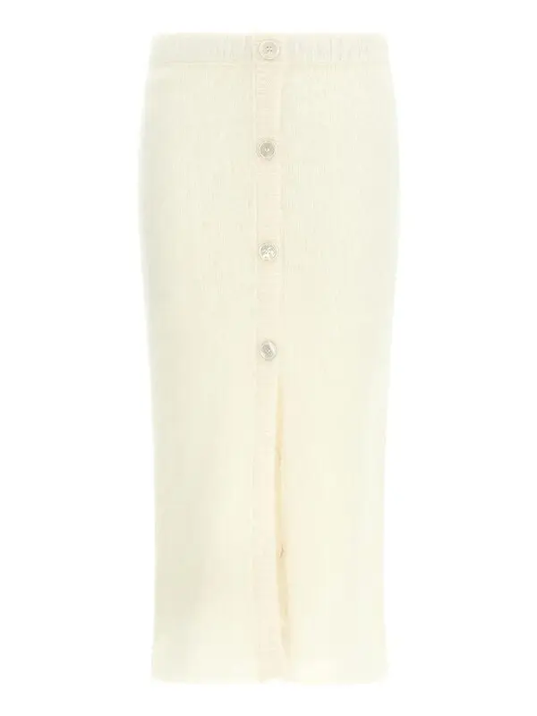 Alessandra Rich Carded Mohair Knit Midi Skirt - White