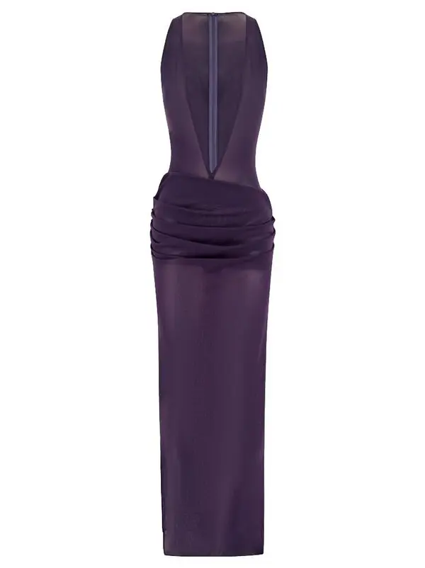Alex Perry Tucked Halter Column Dress - Purple
